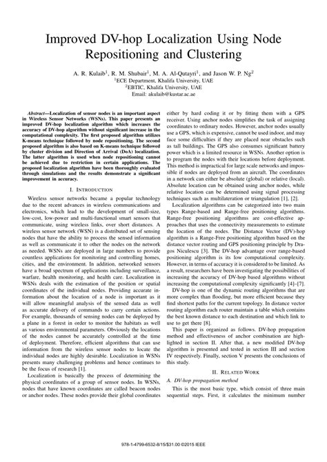 pdf improved dv hop localization using node repositioning and clustering