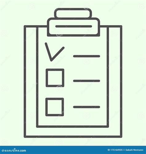 Check List Thin Line Icon Office Clipboard With Marked Test Outline