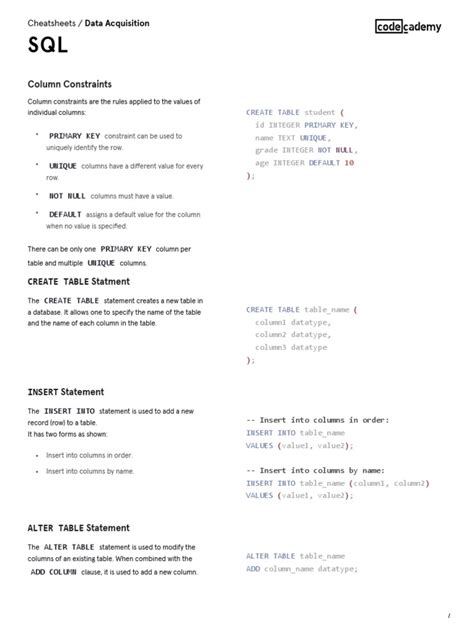 data acquisition sql cheatsheet4 codecademy pdf table database software design