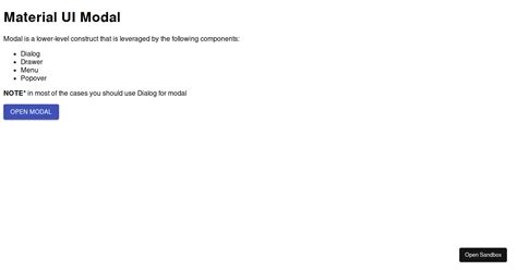 Material UI Modal Codesandbox