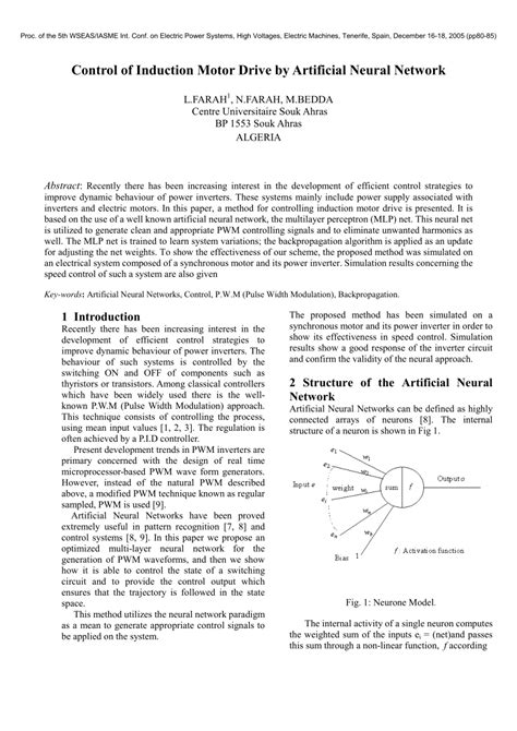 pdf control of induction motor drive by artificial neural network