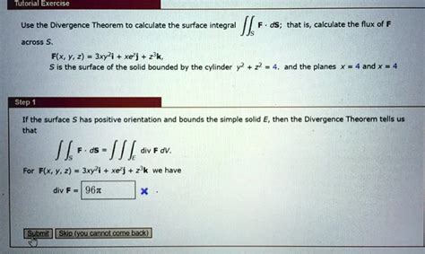 solved tutorial exercise use the divergence theorem to calculate the surface integral ds that