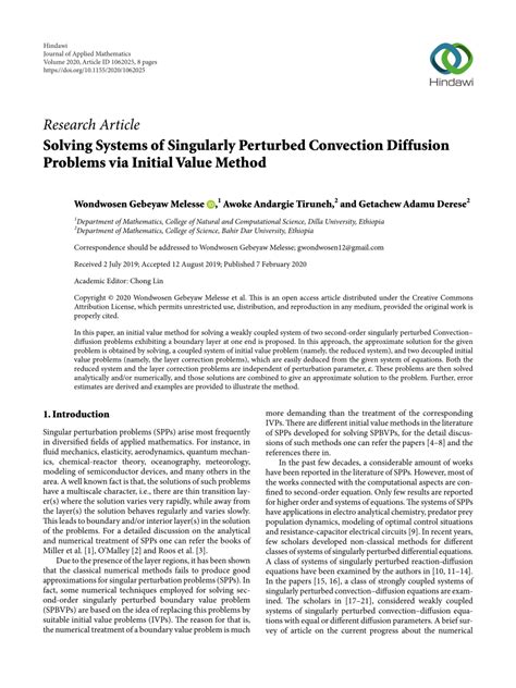 pdf solving systems of singularly perturbed convection diffusion problems via initial value method