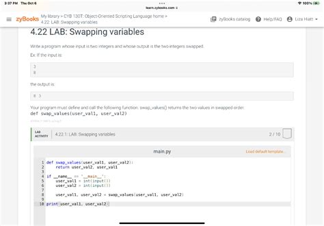 solved 4 22 lab swapping variables write a program whose