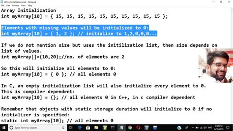 linear array declaration and initialization in c youtube
