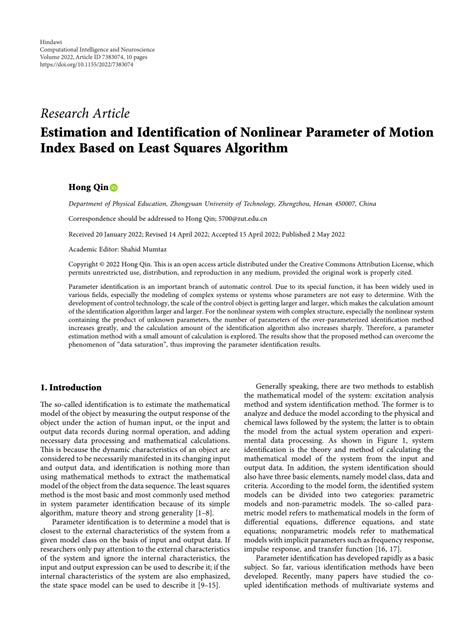 pdf estimation and identification of nonlinear parameter of motion index based on least