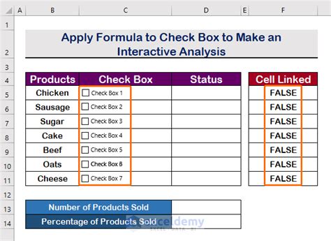 if checkbox is checked then apply formula in excel 4 methods
