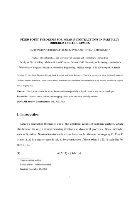 pdf fixed point theorems for weak s contractions in partially ordered 2 metric spaces