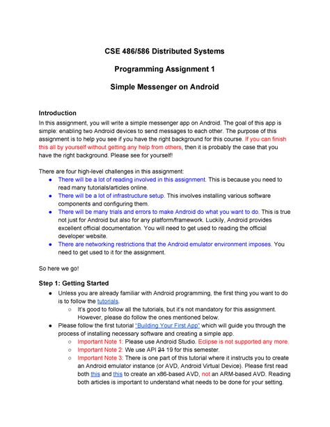 programming assignments 1 2a 2b 3 and 4 cse 486 586 distributed systems programming