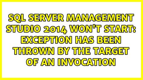 Exception Has Been Thrown By The Target Of An Invocation YouTube