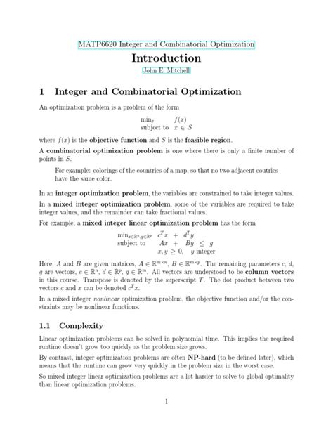 matp6620 integer and combinatorial optimization pdf linear programming mathematical
