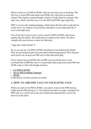 How To Use Php In Html Pdf