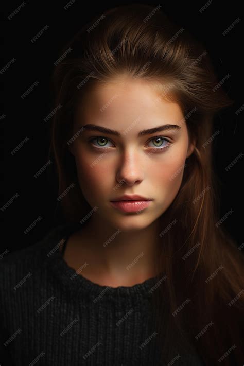 Mujer Pelo Largo Ojos Azules Parece Profesional Ciudad Perfecto Rostro Simetría Adolescente