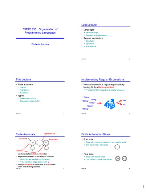 implementing regular expressions lecture slides cmsc 330 docsity