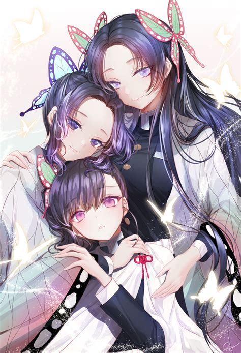 Kochou Shinobu Tsuyuri Kanao And Kochou Kanae Kimetsu No Yaiba Drawn By Mitsunarimiyako