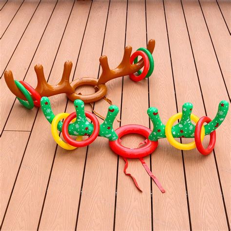 5pcs New Years Eve Party Game Kit Green And Red Inflatable Throwing Rings Inflatable Ring Toss