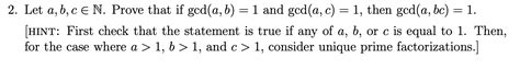 solved 2 let a b c∈n prove that if gcd a b 1 and