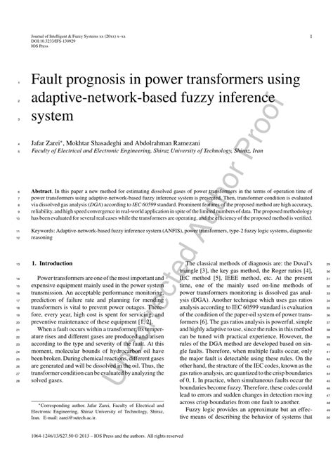 pdf fault prognosis in power transformers using adaptive network based fuzzy inference system