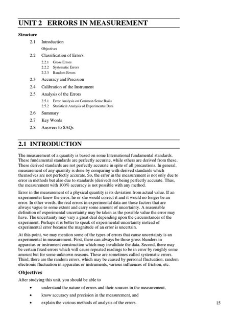 unit 2 errors in measurement structure pdf observational error accuracy and precision