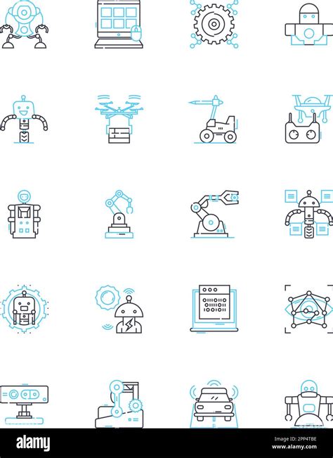 computer science linear icons set algorithm binary compiler cybersecurity database