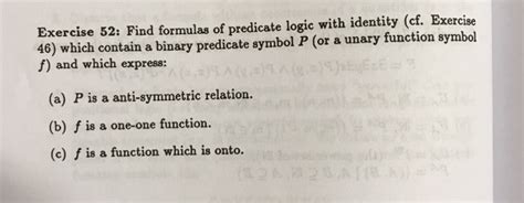 solved exercise 52 find formulas of predicate logic with