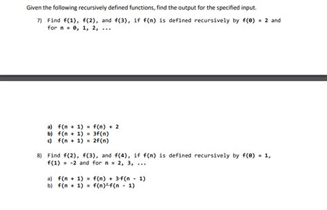 solved exercises given the following recursive function