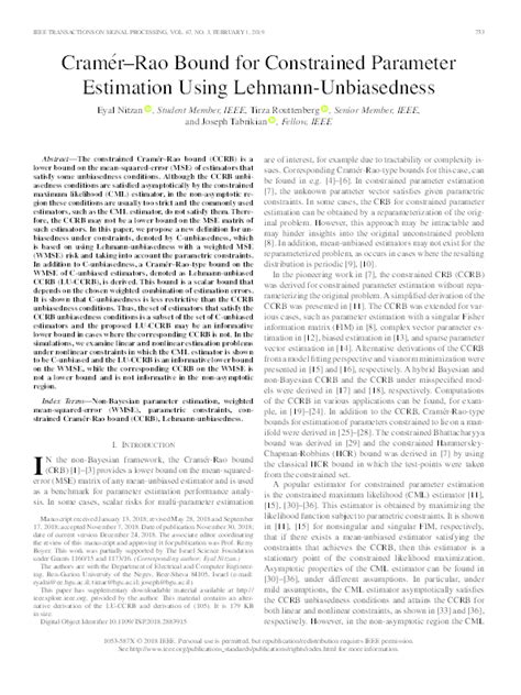 pdf cramer rao bound for constrained parameter estimation using lehmann unbiasedness pdf