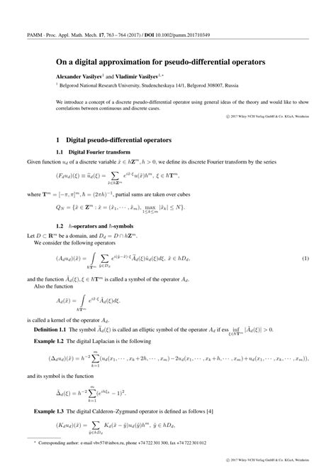 pdf on a digital approximation for pseudo‐differential operators