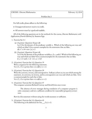 CSE 2500 Exam 1 Exam 1 Sample Problems And Solutions CSE 2500