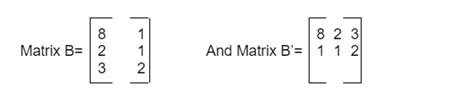 transpose of matrix definition examples and properties