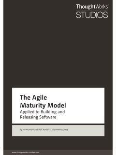 The Agile Maturity Model ThoughtWorks The Agile Maturity Model