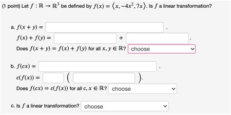 solved 1 point let f r → r3 be defined by f x x