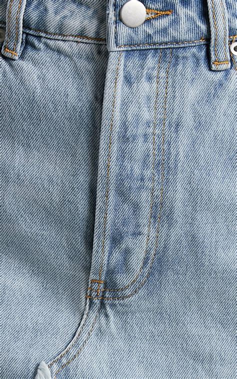 Pieta Mini Skirt Recycled Cotton Raw Hem Denim Skirt In Mid Blue Wash Showpo