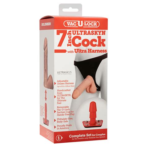 Vac U Lock 7 Ultraskyn Dildo With Ultra Harness Beige