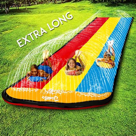 Jambo 20ft Premium Slip Splash And Slide Three Way Sprinkler System With 3 Body Boards Water