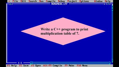 write a c program to print multiplication table of 7 youtube