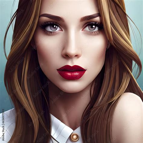 Beautiful Woman With Red Lipstick On Her Lips Pretty Girl Natural Make Up Beautiful Woman Face