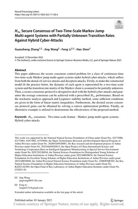 h { infty } secure consensus of two time scale markov jump multi agent systems with partially