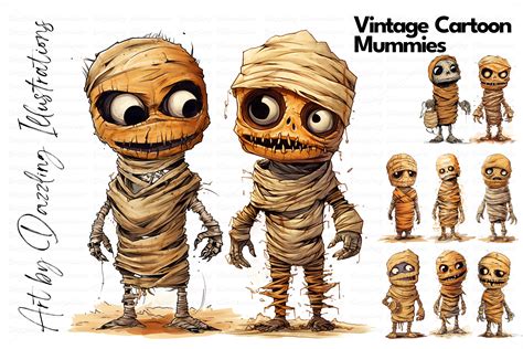 Vintage Cartoon Mummies Halloween Afbeelding Door Dazzling