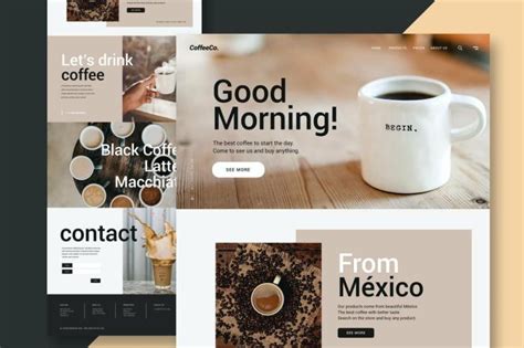 咖啡店网站UI界面设计PSD模板coffee shop website PSD OVO图库