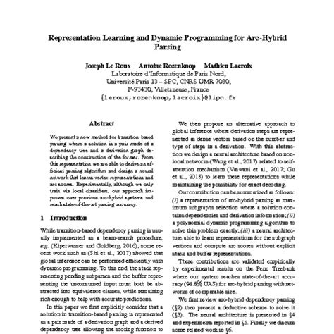 representation learning and dynamic programming for arc hybrid parsing acl anthology