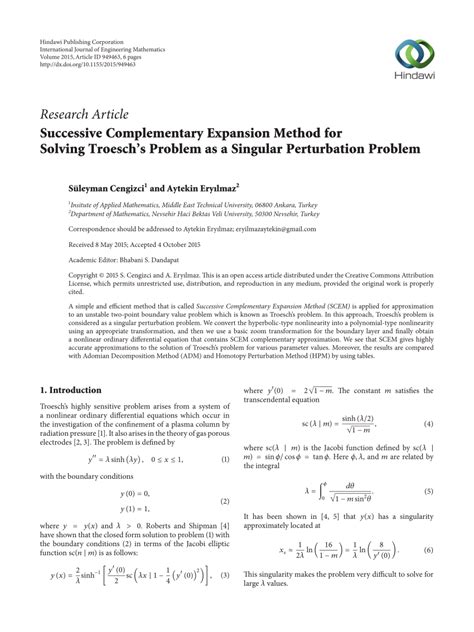pdf successive complementary expansion method for solving troesch s problem as a singular