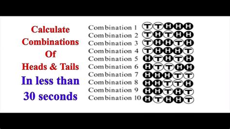 calculate combinations of heads and tails very easy method pascal s triangle application