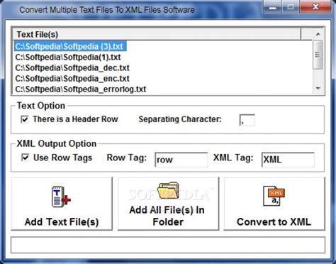 download convert multiple text files to xml files software
