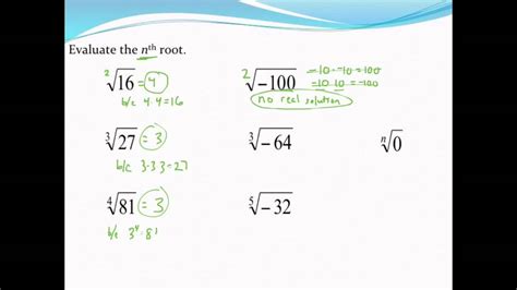 evaluating nth roots youtube