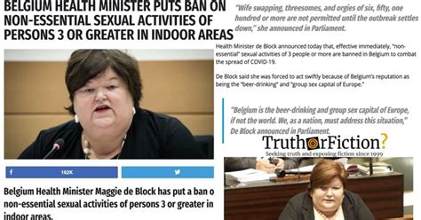 Did Belgiums Health Minister Ban ‘non Essential Sexual Activities Of Three Or More Due To