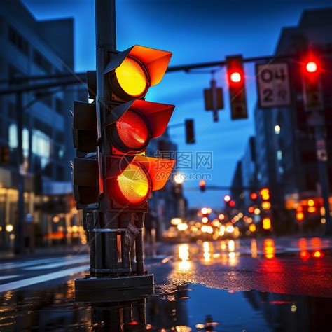 夜晚城市街道上的红绿灯高清图片下载 正版图片600657451 摄图网