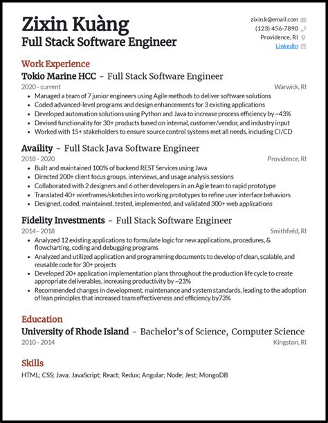 Software Engineer Resume Examples Guide Updated