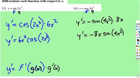 derivatives trig functions chain rule double chain rule youtube