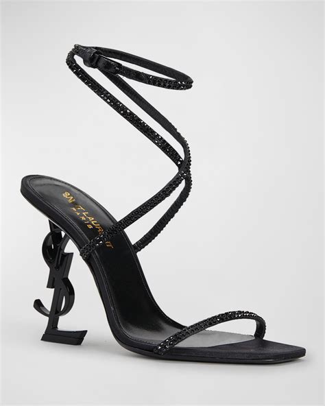 Saint Laurent Opyum Ysl Strass Ankle Strap Sandals Neiman Marcus